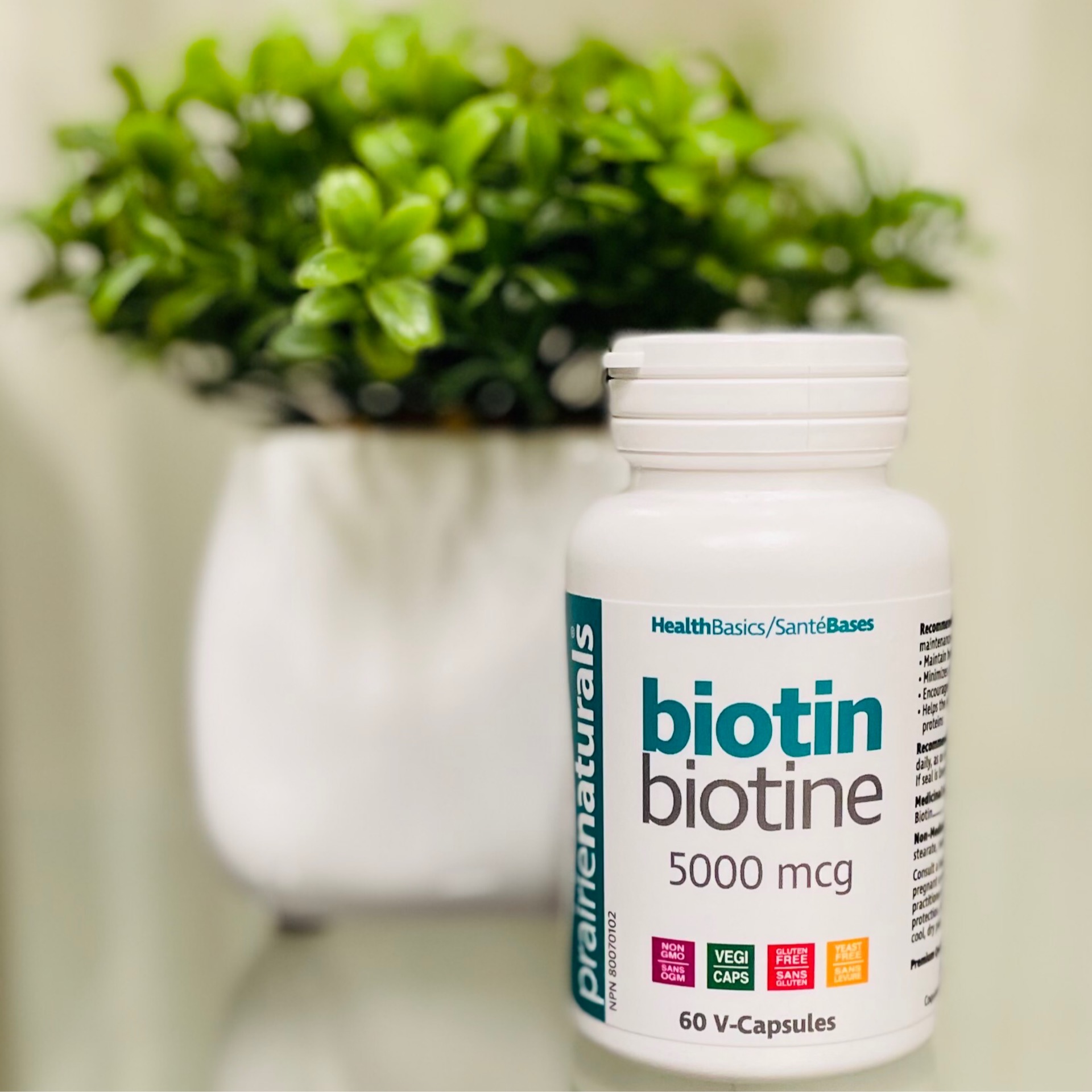 Biotin 5000mcg 60 V-Capsules - Prairie Naturals - Oral Health Shoppe